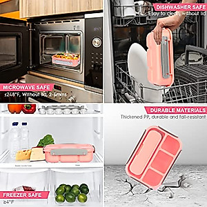 XIANKE 27Pcs Bento Box Lunch Box Kit, 1300ML Lunch Container for Kids/Adults, Durable Leak-proof Box 4 Compartments with Spoon Fork Bag Accessories, Microwave Dishwasher Freezer Safe,BPA-Free