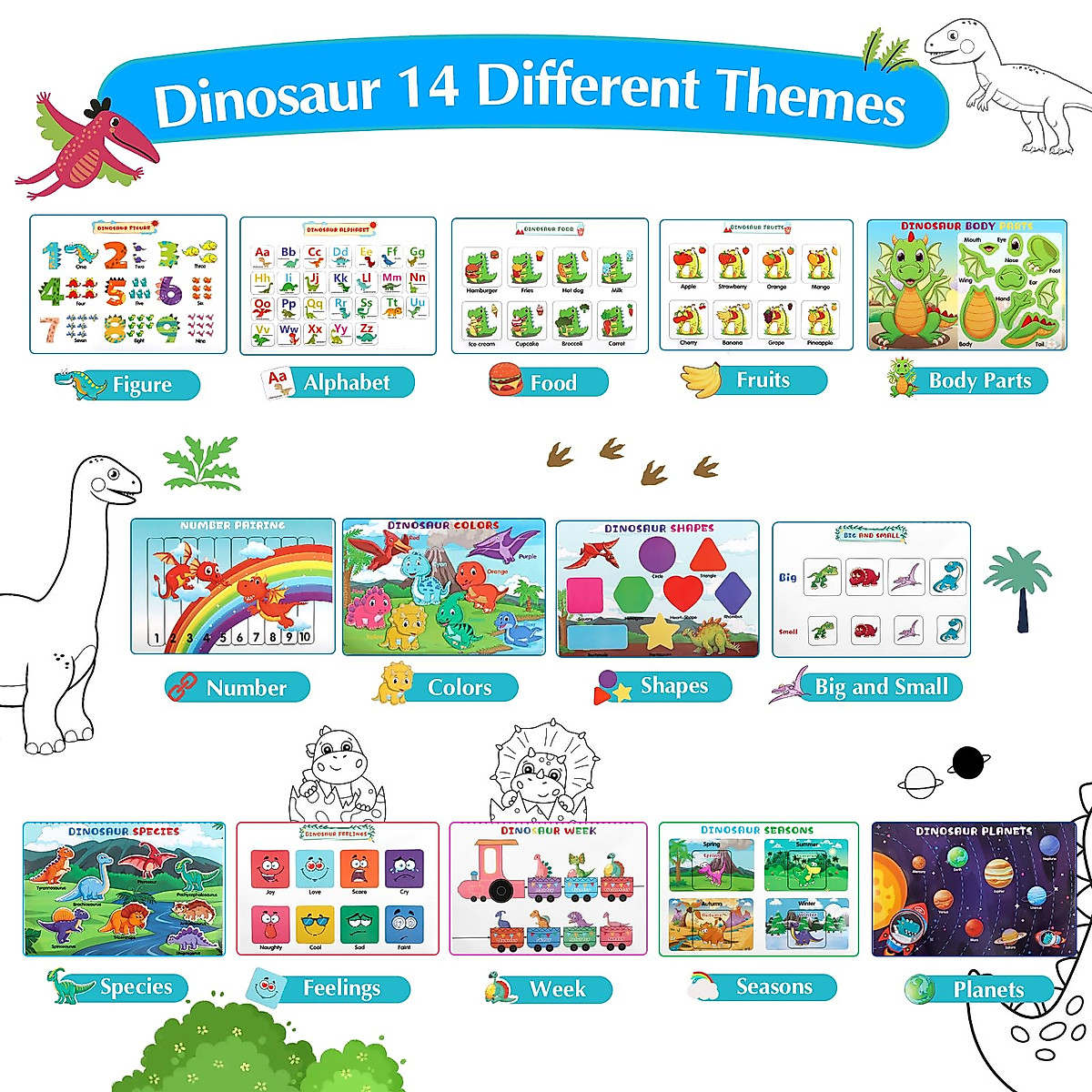 Busy Book for Toddlers 3-5, Preschool Learning Activities, Dinosaur Themes Quiet Book,Montessori Toys for Kids, Autism Sensory Toys,Gifts for Boys Girls,Airplane Tracing Book