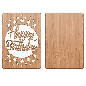 Happy Birthday Card by HeartSpace, Birthday Stars Design: Premium Wooden Greeting Cards Handmade From Sustainable Real Bamboo Wood