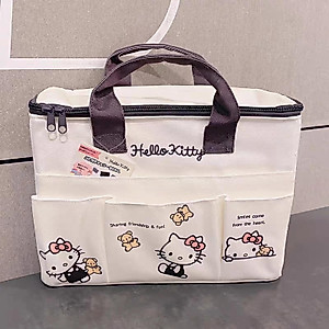 Rpavutz Cute Canvas Tote Bag, 4-Pockets Utility Sturdy Handbag with Top Zipper Closure, Gift for Working Women