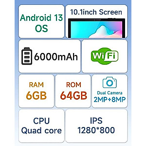 YQSAVIOR 10 inch Tablet, Android 13 Tablet PC, 6GB RAM 64GB ROM Tablets, 2.0GHz Processor, 1280×800 HD IPS Screen, Bluetooth, Dual Camera, Dual Speaker, WiFi 6 Tablet Computer 6000 mAh, Pink