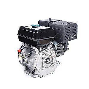 Gas Engine, 420CC 15 HP 4 Stroke Gasoline Motor Engine Recoil Start 3600RPM Go Kart Motor Iron Camshaft, Engine OHV Pull Start Single Cylinder Garden Tool Gas Motor (Black)
