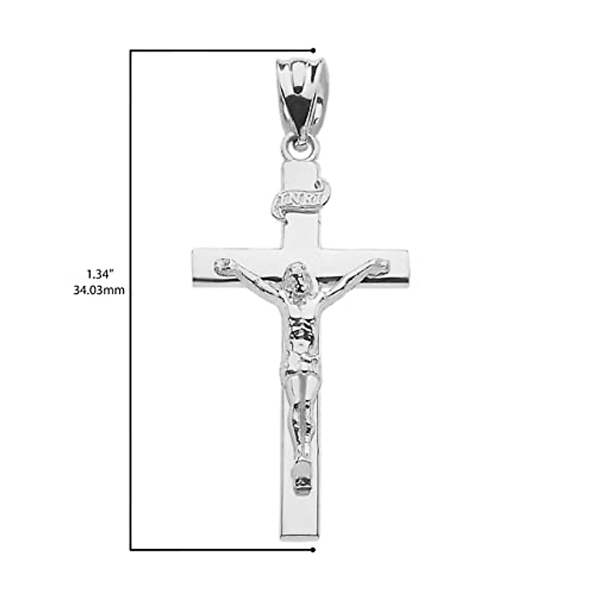Claddagh Gold Fine 925 Sterling Silver Linear Cross INRI Crucifix Charm Pendant