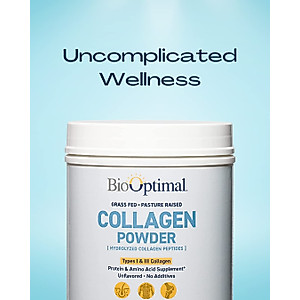 BioOptimal Collagen Peptides Powder - Grass-Fed, Pasture-Raised Hydrolyzed Protein Supplement for Skin, Hair, & Nails - Non-GMO, Zero Sugar Daily Supplement for Men & Women (45 Servings)