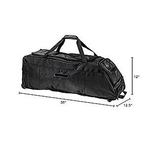 Franklin Sports Traveler Roller - Baseball and Softball - Equipment Bag - Compartment- Black - 1680D Polyester - Water Resistant- Black
