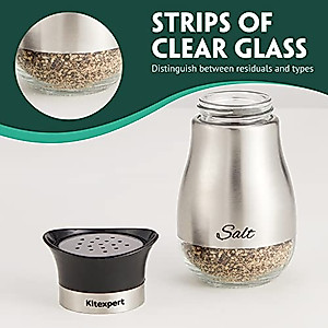 Salt and Pepper Shakers Set - KITEXPERT Stainless Steel Salt Shakers for Kitchen - Glass Bottom Spice Dispenser & Modern Kitchen Accessories Set (4 oz)
