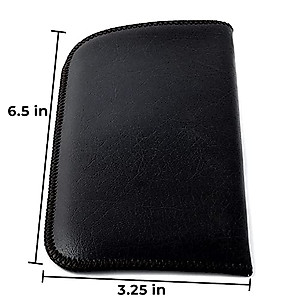 Calabria Unisex Full Slip Soft Eyeglass Case Black&Brown(2Pack) PU Leather & Felt