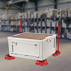 6T Industrial Mover, 4PCS Machinery Moving Skate on Wheels, 360° Rotatable Industrial Machinery Mover with Handle, Heavy Duty Machinery Skates Cargo Mover for Home, Logistics, Construction Sites