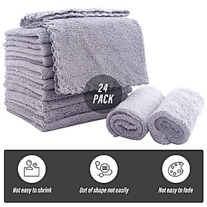 Sunny zzzZZ Ultra Soft 24 Pack Baby Washcloths - 10x10 Inches - Coral Fleece Extra Absorbent Wash Clothes for Babies, Infants and Toddlers - Sensitive Skin and Newborn - Ideal Baby