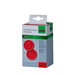 Sigel WM006 Tokens Drinks, red, Ø 0.98 inch, 100 pcs.