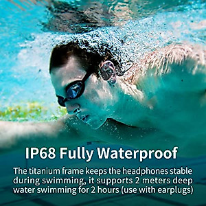 Bone Conduction Headphones Bluetooth Swimming Headphones, Hiteblaz IP68 Waterproof Underwater Headphones for Swimming Earbuds, Clear Call, Open Ear Wireless 8G Memory for Running(Black-X2)