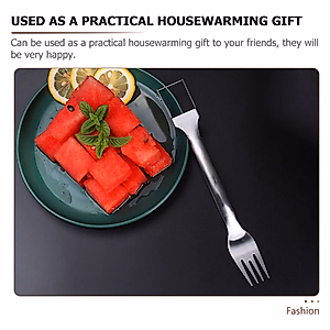 DOITOOL Watermelon Slicer Cutter 2 Pack, 2- in- 1 Watermelon Fork Slicer, Summer Watermelon Fruit Cutting Fork, Stainless Steel Fruit Forks Slicer Knife for Family Parties Camping