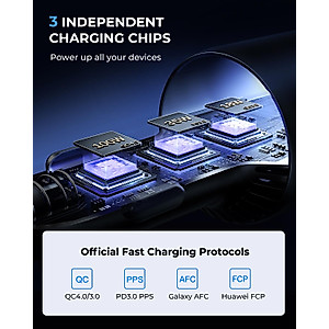 120W Car Charger USB C for iPhone 15 Pro, JOYROOM 3 Port Super Fast Car Charger Adapter PD 100W&35W QC 4.0 Car Phone Charger Fast Charging for iPhone 15/14/13 Pro Max/Samsung S23/22/Laptop