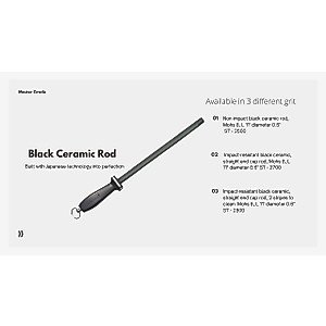 Master Grade ST-1700 Premium 12-inch Chef Knife Sharpener Sharpening Honing Steel With HRC 65 Steel Chrome