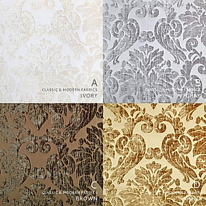 7 Colors/Velvet Tone on Tone Damask Black Fabric / /Drapery, Upholstery, Pillow, Costume/Ivory, Gold, Gray, Brown, Black, Royal Blue/Fabric by The Yard (Ivory)