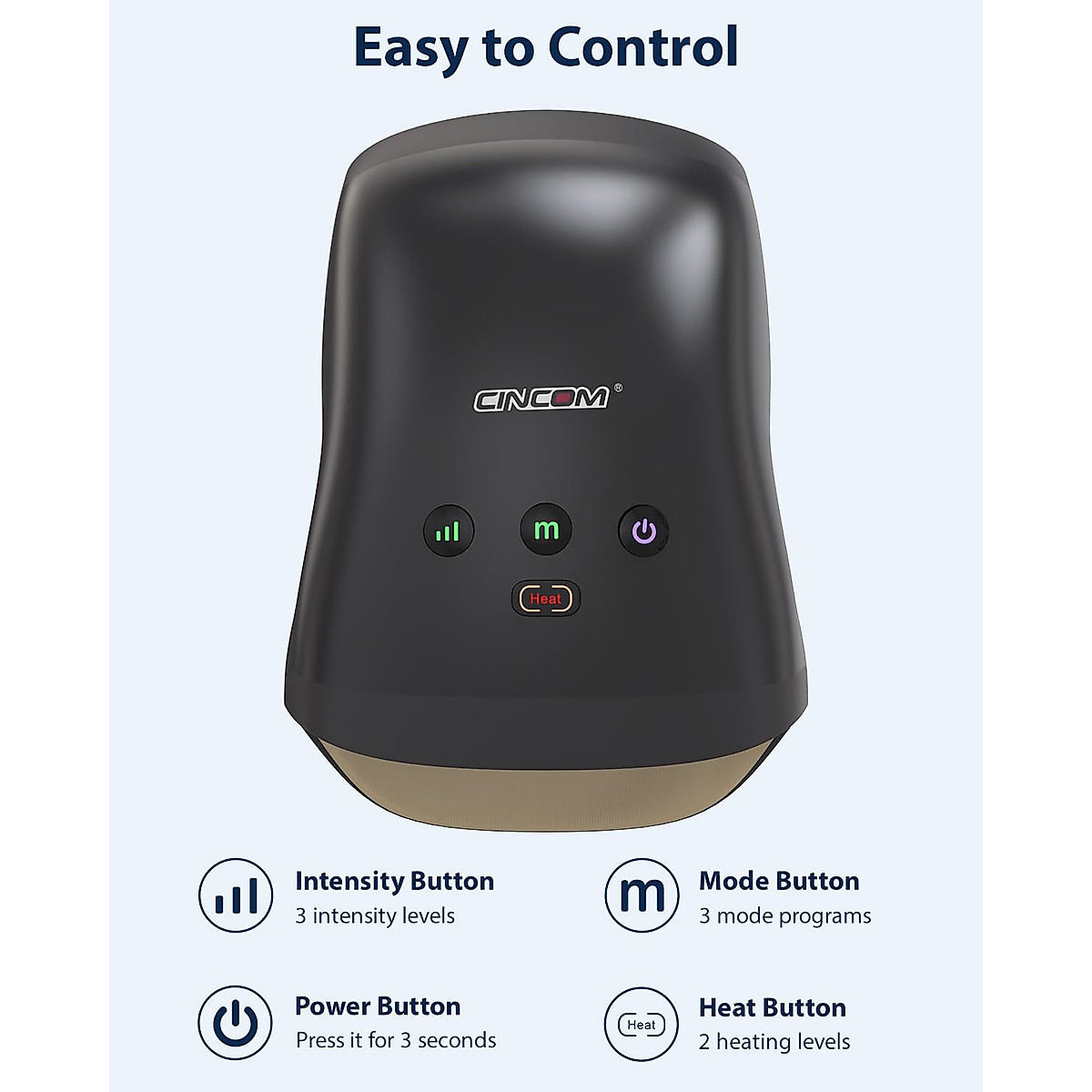 CINCOM Hand Massager - Cordless Hand Massager with Heat and Compression for Arthritis and Carpal Tunnel(FSA or HSA Eligible)(Black)