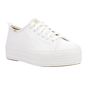 Keds Triple Up Leather, Sneaker Womens, White Leather, 8 Medium