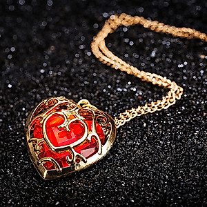 Winssigma Cosplay Necklace and Keychain Jewelry Set for Men and Women, Vintage Pendant Necklace for Fans(Ruby Heart)