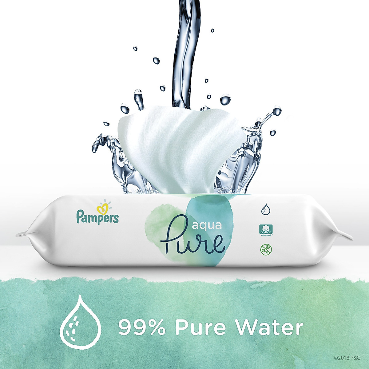 Pampers Pure Disposable Baby Diapers, Hypoallergenic and Fragrance Free Protection Size 2, 128 Ct. with Aqua Pure 4X Pop-Top Sensitive Water Baby Wipes, 224 Ct.