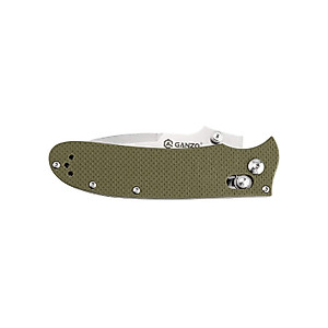 Ganzo D704-GR Pocket Folding Knife D2 Steel Flip Blade G10 Anti-Slip Handle with Clip Hunting Gear Fishing Camping Folder Outdoor EDC Pocket Knife (Green)