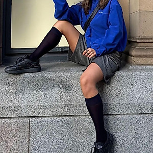 Falari 6-Pack Women Trouser Socks with Comfort Band Stretchy Spandex Opaque Knee High - Navy