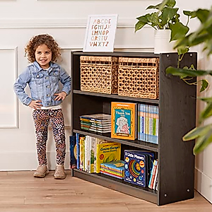 ECR4Kids Classic Bookcase, 36in, Adjustable Shelves, Grey Wash