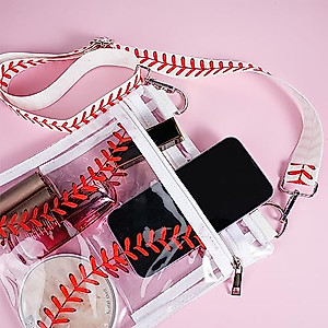 Sanwuta Baseball Clear Stadium Approved Crossbody Purse Bag with Adjustable Shoulder Strap Transparent Purse Handbags for Women Men Concerts Sporting Events Festivals Prom Party Present