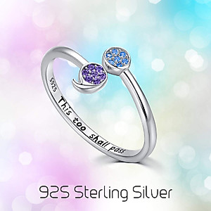 JUSTKIDSTOY Semicolon Ring for Women 925 Sterling Silver Adjustable Open Ring Recovery Suicide Awareness Jewelry Inspirational Ring