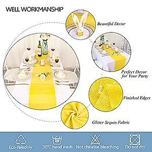 DUOBAO Yellow Sequin Table Runner 12x72 Inches Pack of 5 Event Table Runner Sequence Table Runners Linen Table Cover Overlay Glitter Party Table Runners (12x72-Inch, Yellow)
