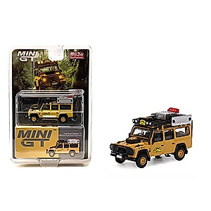 True Scale Miniatures Model Car Compatible with Land Rover Defender 110 1989 Camel Trophy Amazon Team France Limited Edition 1/64 Diecast Model Car MGT00463