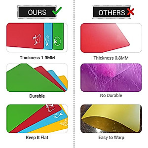 Kitchen Plastic Cutting Board Set - Extra Thick Flexible Cutting Mat for Cooking, Non-Slip Chopping Board with Colored Food Icons & Easy-Grip Handles, Dishwasher Safe, Set of 4