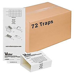 Victor M309 Mouse and Crawling Insect Sticky Glue Board Traps - 72 Pack