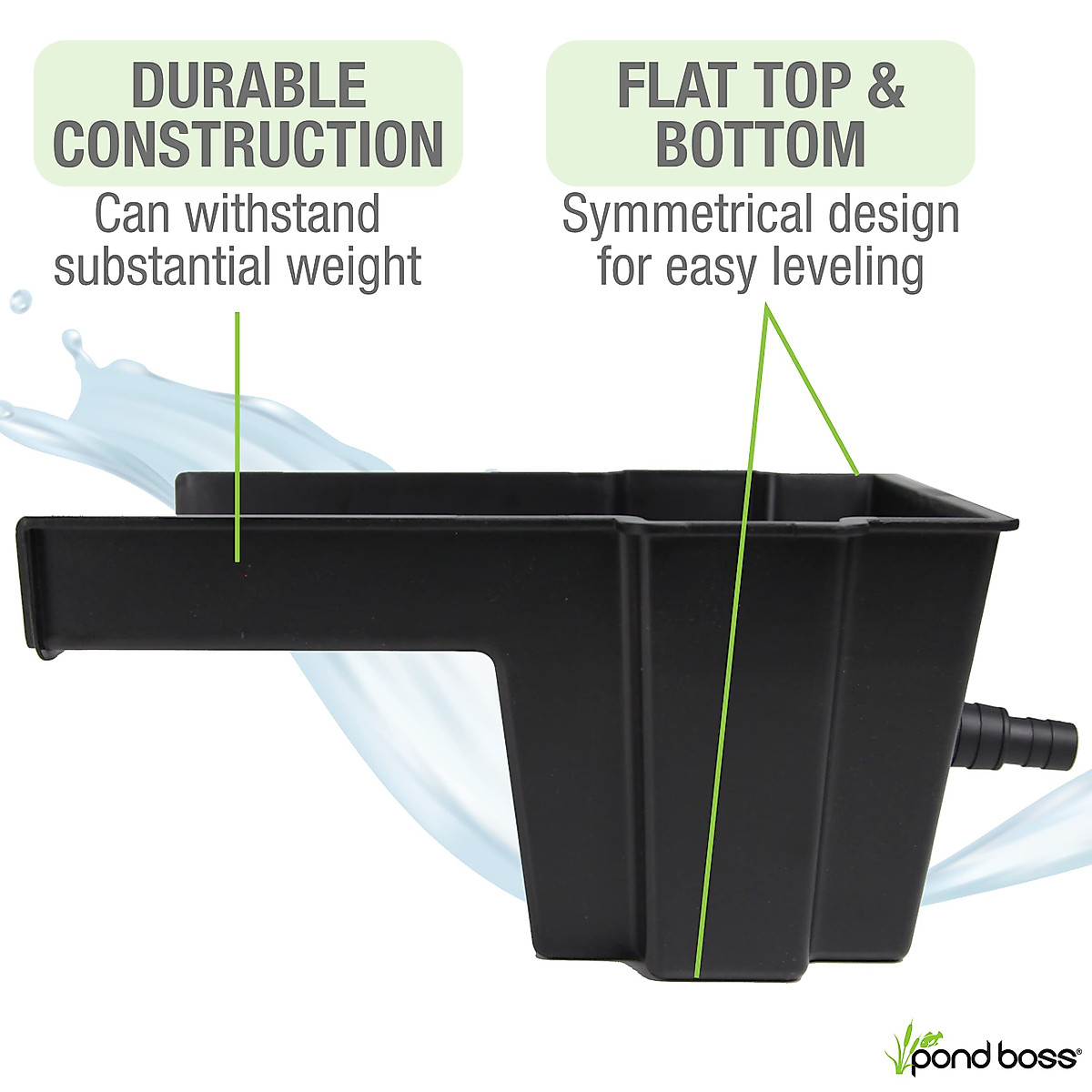 POND BOSS Waterfall Spillway, 8 inch Wide Weir, Waterfall Box, Smooth Flow, Durable Construction, Easy to Install, Great for Waterfalls, Pondless Water Features and Streams