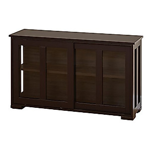 Target Marketing Systems Storage Cabinet with Sliding Glass Doors, Sideboard Buffet with Open Side Panels, Stackable Cupboard for Kitchen, Dining, and Living Room, 42", Espresso