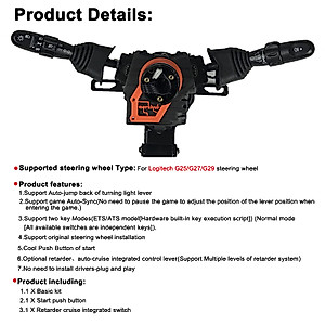 [Upgrade 2021 Version] DIY Racing Simulator Steering Wheel Turn Signal Wiper Lever Switch For Logitech G27/G29/ Thrustmaster T300/T300 RS GT,only for PC (For G920/G923 Basic Modification Kit)