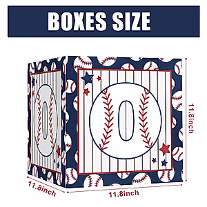 Baseball 1st Birthday Balloon Boxes Decorations, 3pcs One BABY Baseball Theme Balloon Boxes for Baby First Birthday Party Decorations Supplies