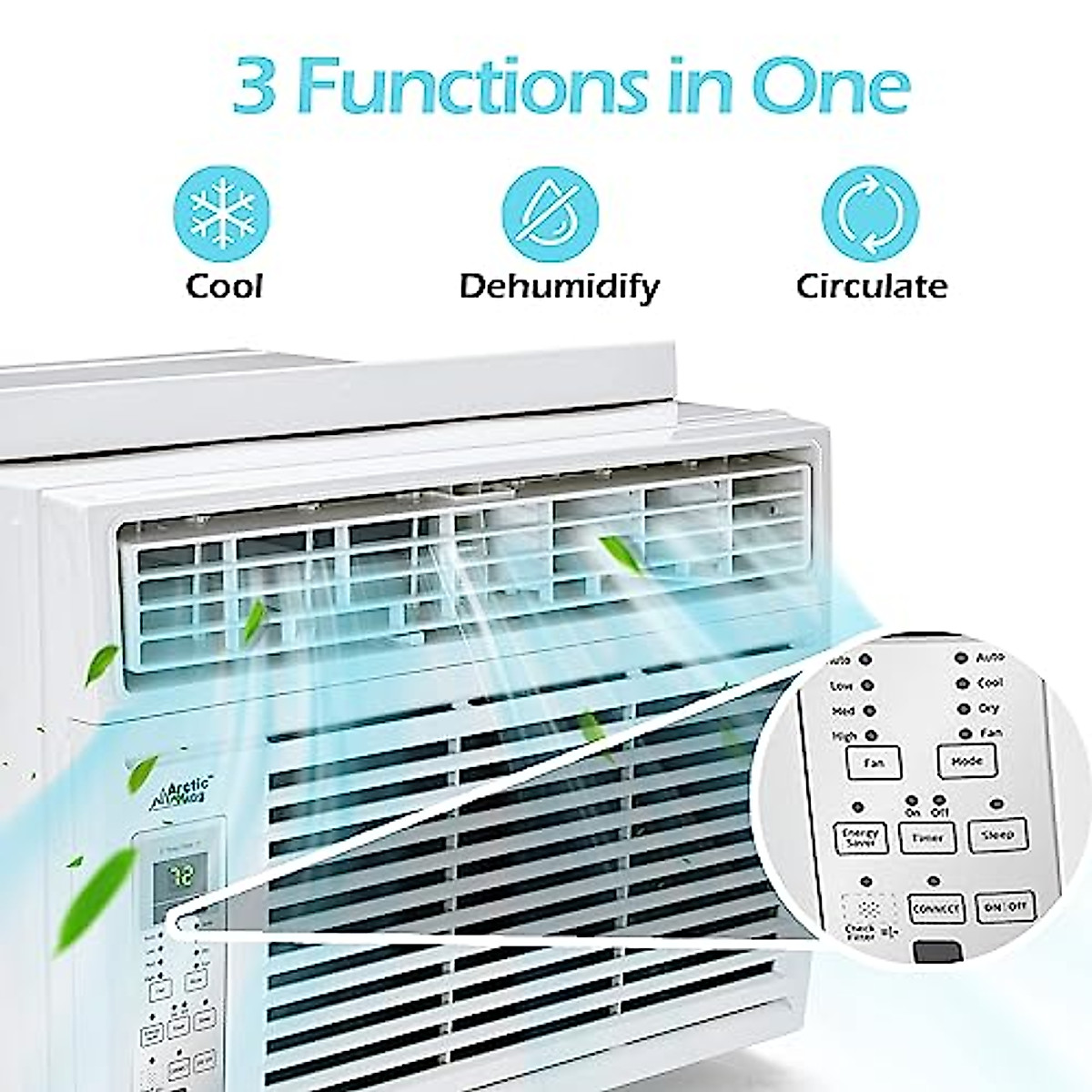 Arctic King 10,000 BTU Window Air Conditioner, Cools up to 450 Sq. Ft, with Digital Panel and Remote Control, Easy Installation, for House, Apartment, and Office