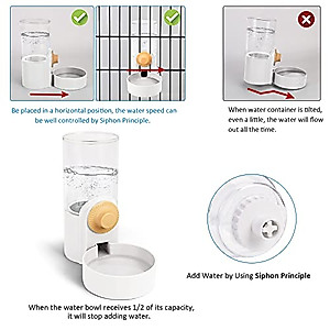 DricRoda Pet Feeder Waterer Hanging Dog Cat Food Water Dispenser, Automatic Gravity Feeder Waterer Set for Cage Pets, Travel Food Water Bowl Rabbit Feeder for Ferret Small and Medium Animals, White