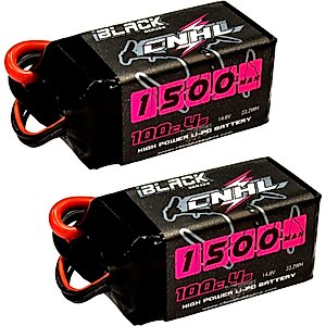 CNHL 1500mAh 4S Lipo Battery 14.8V 100C with XT60 Plug for FPV Drone Racing RC Quadcopter Helicopter Airplane Boat Car(2 Packs)