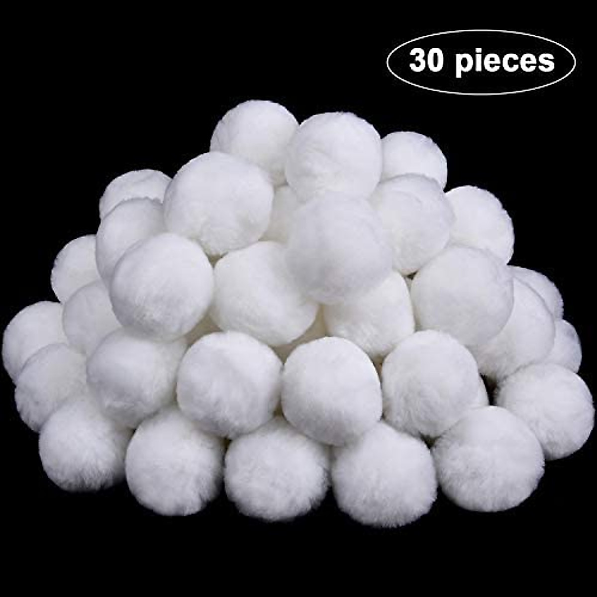 WILLBOND Christmas Large White Pom Poms for Crafts Giant Acrylic Pompoms Christmas Holiday Costume Pom Fluffy Pompom Ball Fuzzy Big White Pom Pom for DIY Supplies Party Decoration, 2 Inch(30 Pieces)