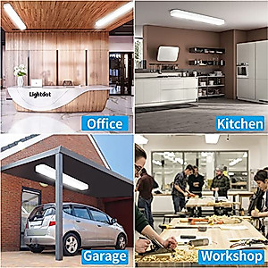 Lightdot 4ft LED Shop Light Fixture, 5" Wide Linear Kitchen Ceiling Lights, Flush/Suspended Mount, 50W 7000LM(200W Fluorescent Replacement) 5000K Led Wrap-Around Lights for Garage Office(4 Pack)