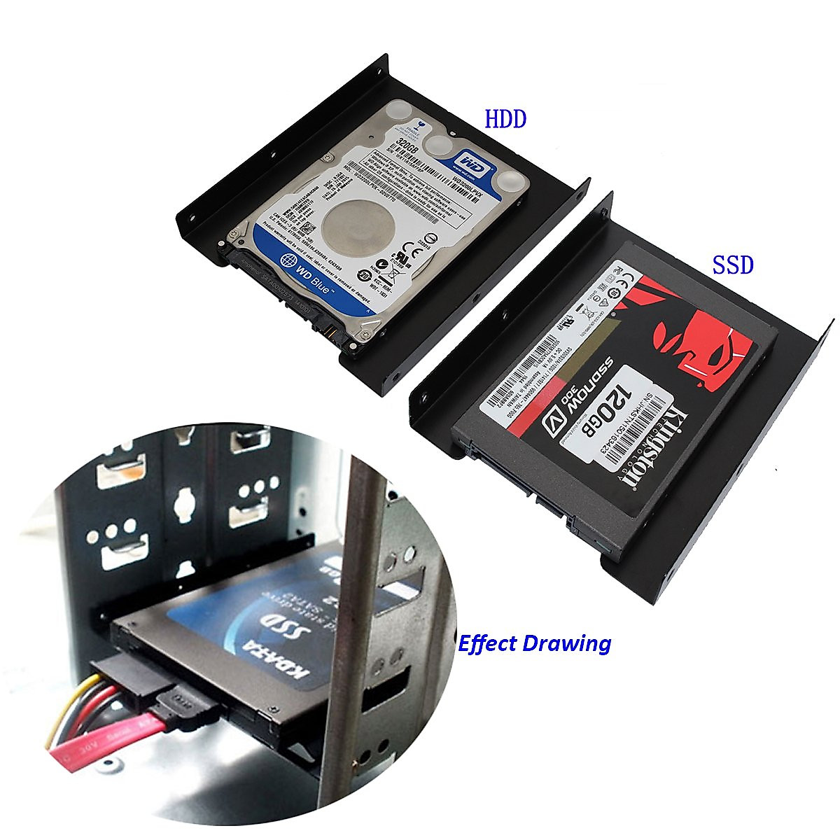 2.5 to 3.5 Hard Drive Adapter, SNANSHI SSD Mounting Bracket SSD HDD Metal Mounting Bracket 2.5 to 3.5 Adapter for PC SSD (Pack of 2)