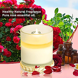 Scented Candles Gift Set for Women: Aromatherapy Candles for Home Rose Scented Natural Soy Wax Jar Candle Sets 2 Pack 6oz 40 Hour Burn Time Use for Stress Relief Relaxation Bath Yoga Birthday
