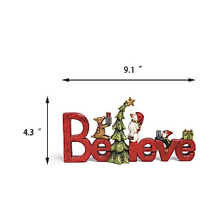 Newman House Studio Believe Sign Christmas Decor Tabletop - Christmas Holiday Figurine Christmas Decorations 8.5 * 1.5 * 4 Inch