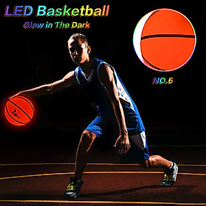 2 Pcs Light Basketball Glow in the Dark Basketball LED Basketball Hoop Lights Remote Control Basketball Rim Lights Waterproof Rim Lights 17 Colors 7 Lighting Modes for Boys Gift Age 12(Number 6)