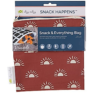 Itzy Ritzy Reusable Snack Bag – 7” x 7” BPA-Free Snack Bag is Food Safe, Washable & Ideal for Storing Snacks, Pacifiers, Electronics and Makeup in a Diaper Bag, Purse or Travel Bag, Terracotta Sunrise