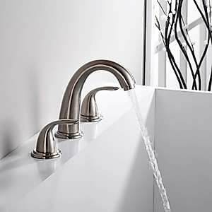 sumerain Two Handle Roman Tub Faucet Brushed Nickel with Valve, High Flow