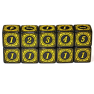 SmartDealsPro 10-Pack D6 Six Sides 16mm Dice Die for DND MTG PRG Wow Table Game Math Teaching (Yellow Letter)