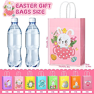48 Pcs Easter Bunny Gift Bags with Handle, Easter Egg Candy Bags Easter Bags for Treats Easter Egg Hunt Bags Easter Paper Bag for Party Supplies, Goodie Treat Bag