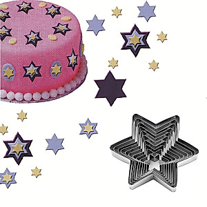 Mziart Star Cookie Cutter Set, 10 Piece Assorted Sizes Star Cookie Molds, Stainless Steel Metal Six-pointed Star Shapes Biscuit Molds Fondant Cake Cutter